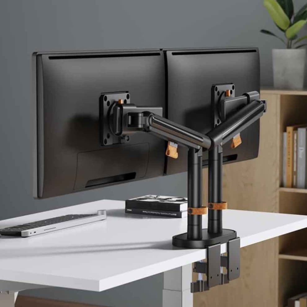 Luxe Monitorarm Smart View Zwart-Dubbel Voor Uw Bureaublad